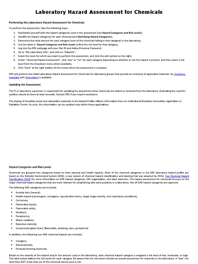 Chemical Hazard Assessment Guidance Document | PDF | Nanomaterials ...