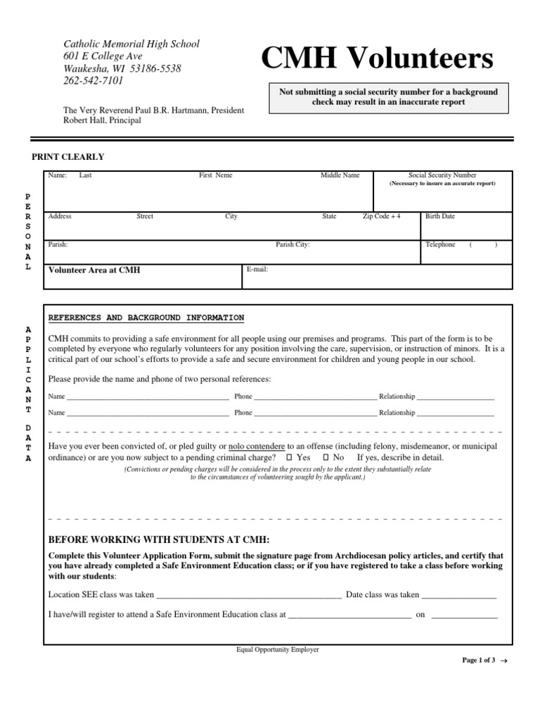 Volunteer Form | PDF | Criminal Record | Social Institutions