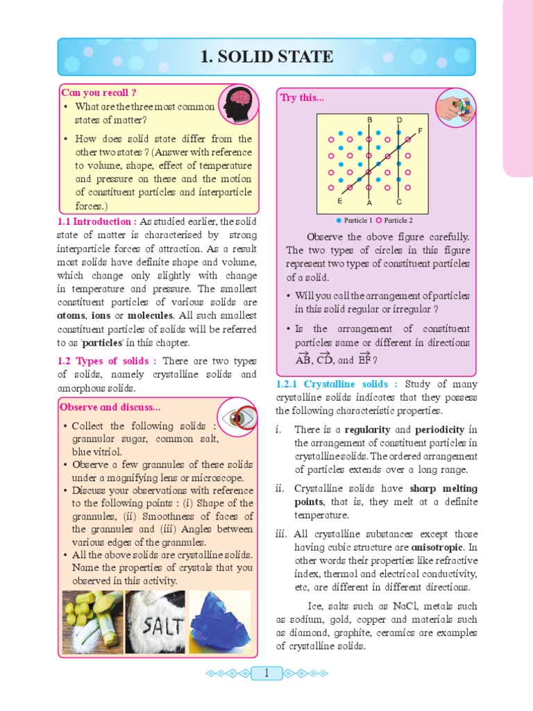 Solid State Chemistry Maharashtra State Board | PDF | Crystal Structure ...