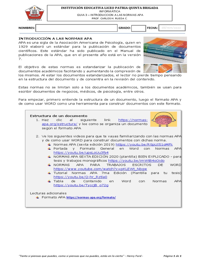 03 Guia 3 Introduccion A Las Normas APA | PDF | Science | Ciencia y ...
