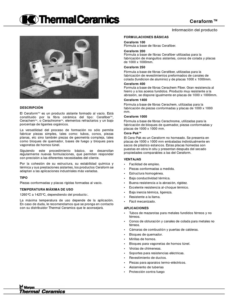 Ceraform: Aislantes Cerámicos al Vacío | PDF | Aislamiento térmico | Física