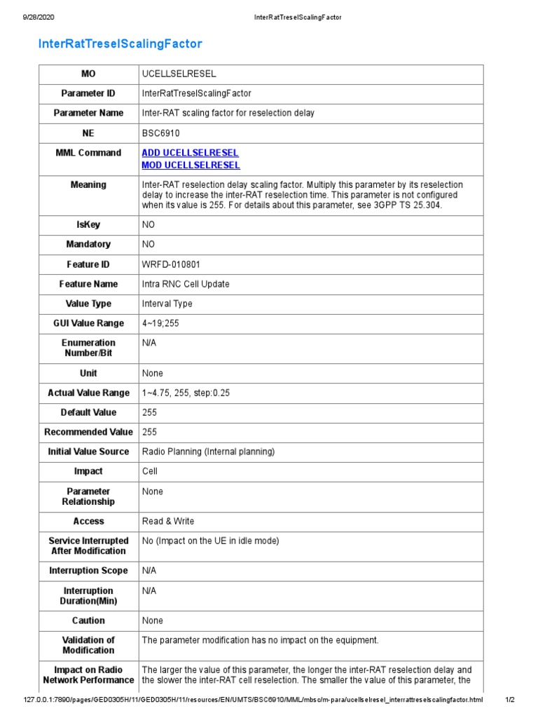 Interrattreselscalingfactor: Add Ucellselresel Mod Ucellselresel | PDF ...
