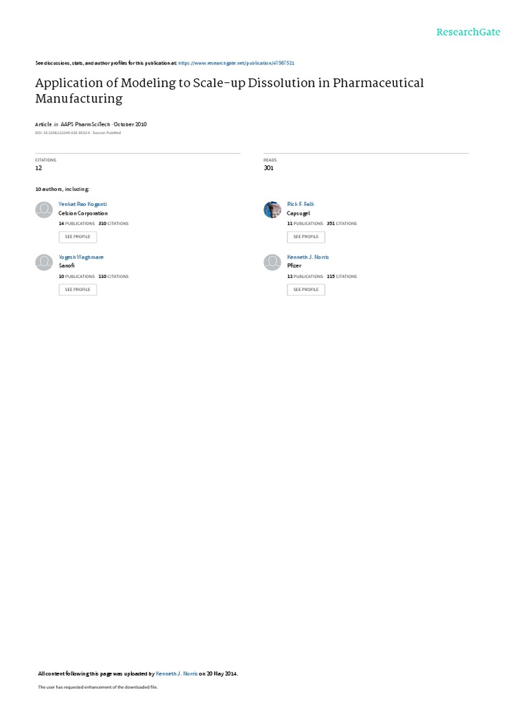 Modeling Scale-Up of Vessel Dissolution | PDF | Computational Fluid ...