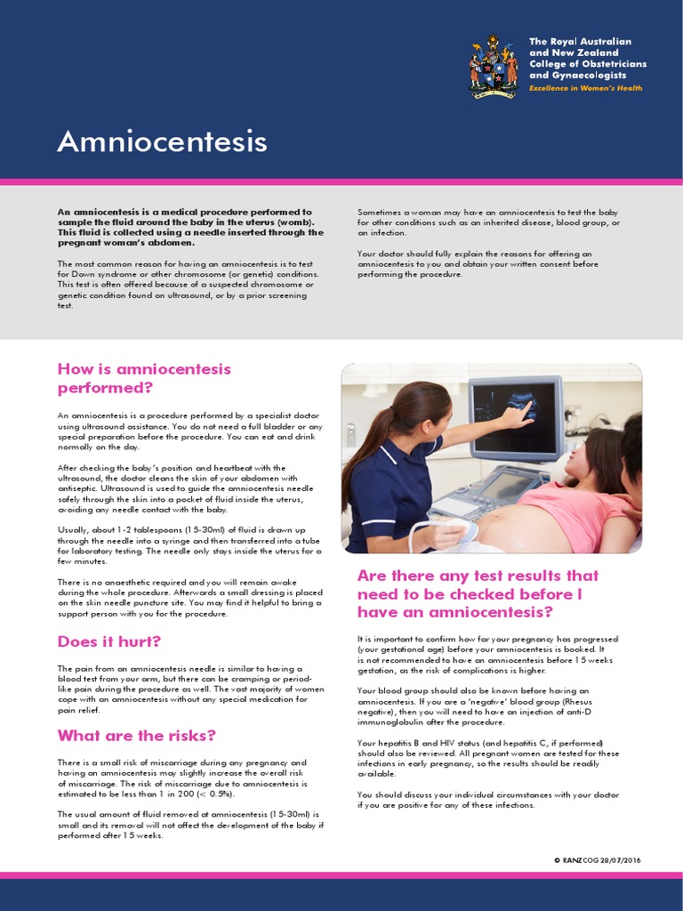 Amniocentesis Pamphlet PDF | PDF | Miscarriage | Pregnancy
