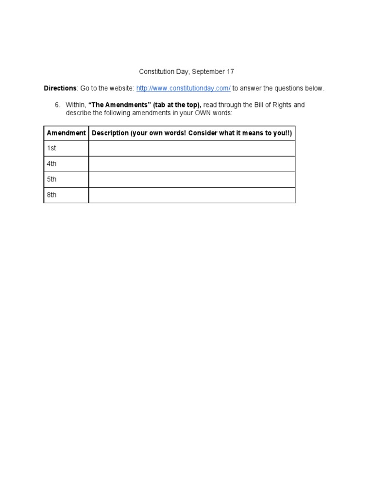 Constitution Day Activity | PDF