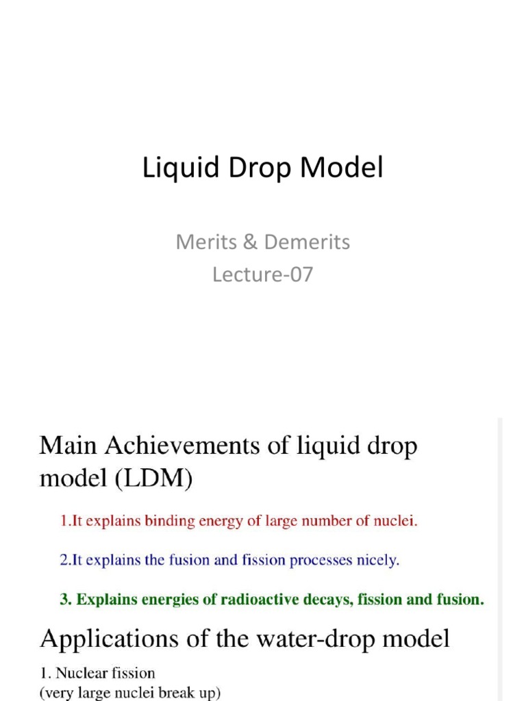 An Introduction to the Liquid Drop Model of Atomic Nuclei: Strengths ...