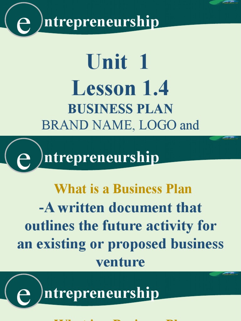 Ntrepreneurship: Unit 1 Lesson 1.4 | PDF | Logos | Brand