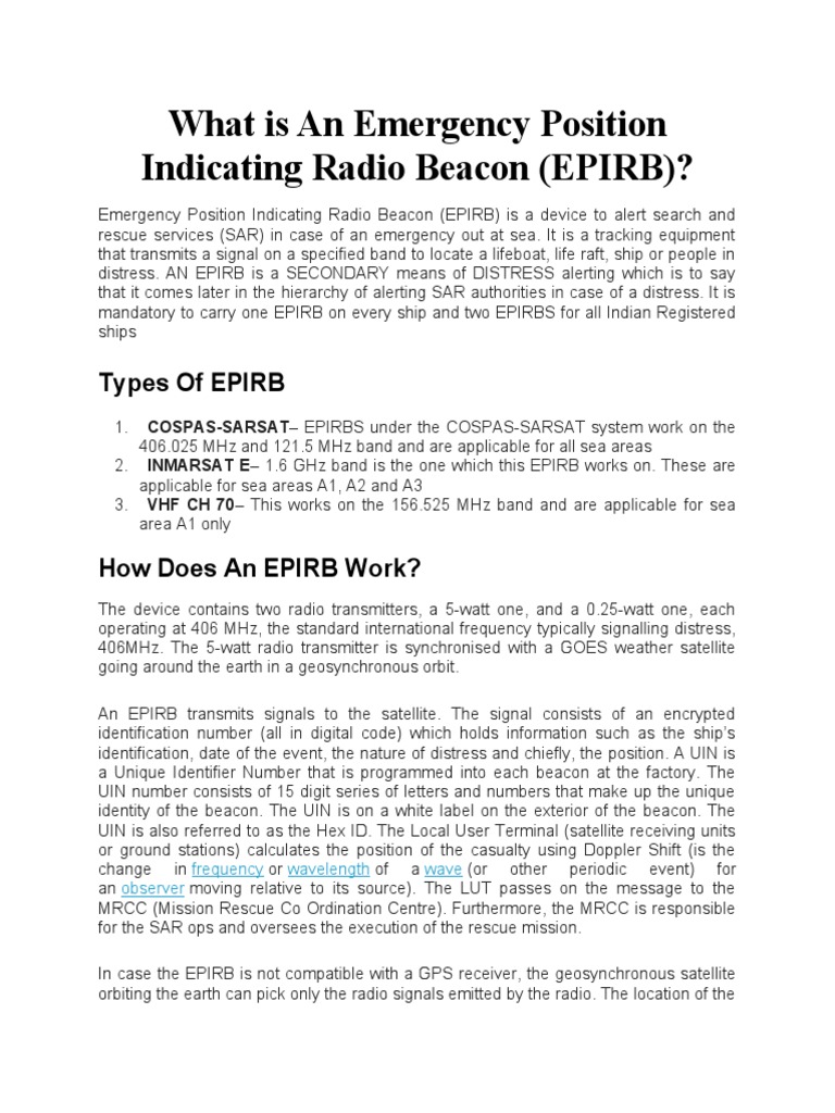 What Is An Emergency Position Indicating Radio Beacon | PDF | Radio ...
