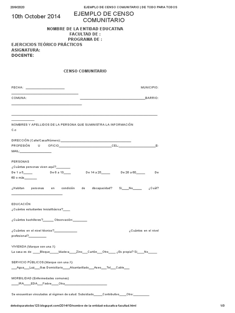 Formato Censo Comunitario PDF | PDF