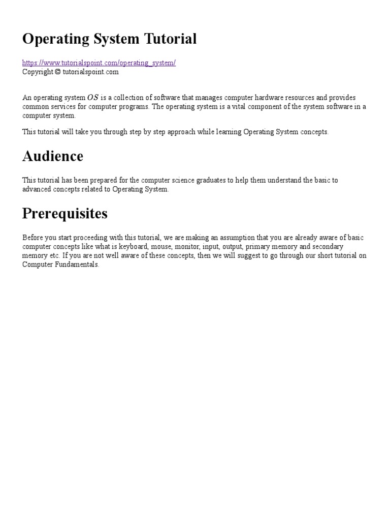 01 - Operating System Tutorial PDF | PDF