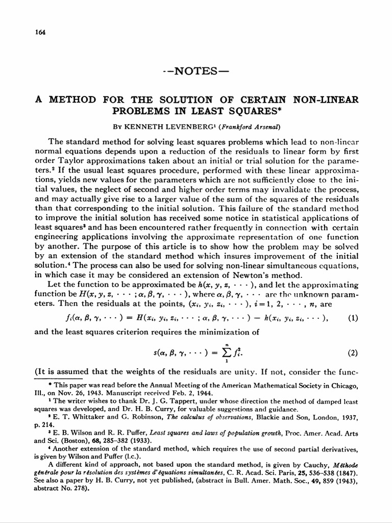 Notes-: A Method For The Solution of Certain Non-Linear Problems in ...