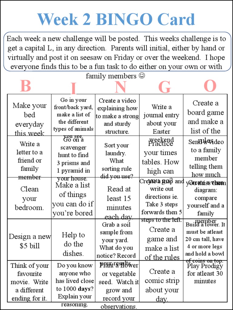 Bingo Week 2 | PDF