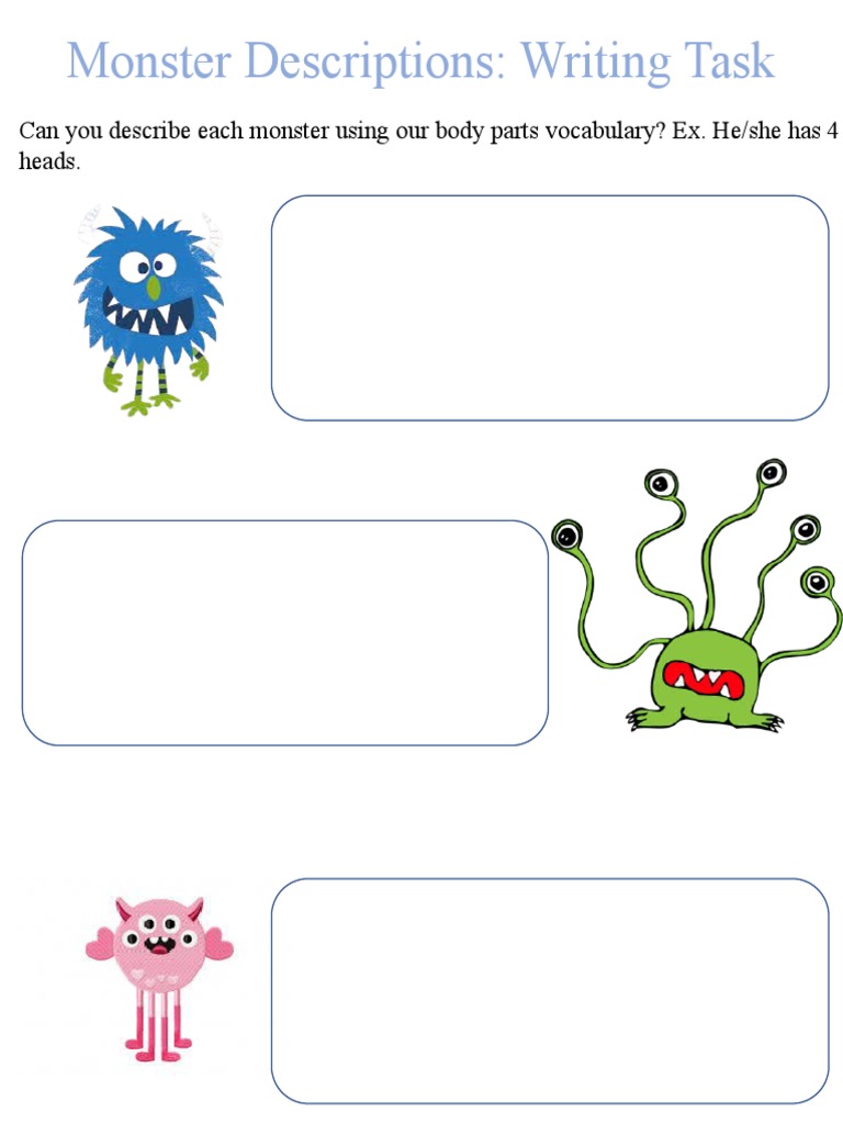 Monster Descriptions Writing Task | PDF