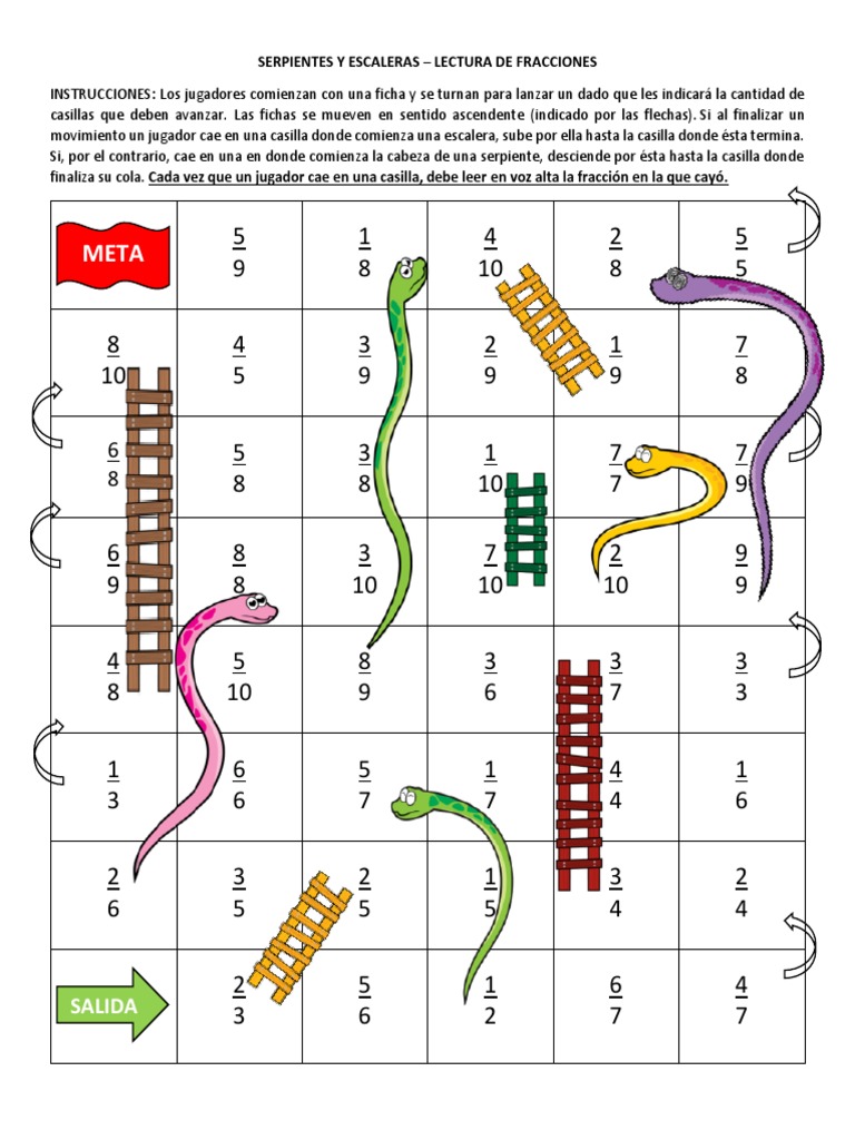 Serpientes y Escaleras Fracciones | PDF | Juego de azar | Juegos de mesa