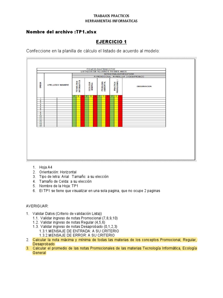 TP Excel PDF | Descargar gratis PDF | Hoja de cálculo | Informática