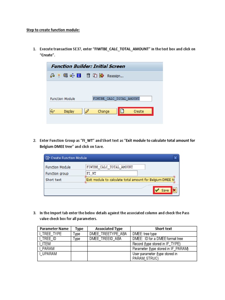 SAP Function Module Creation Guide | PDF
