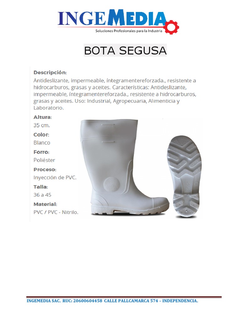 Ficha Tecnica BOTA - SEGUSA PDF | PDF