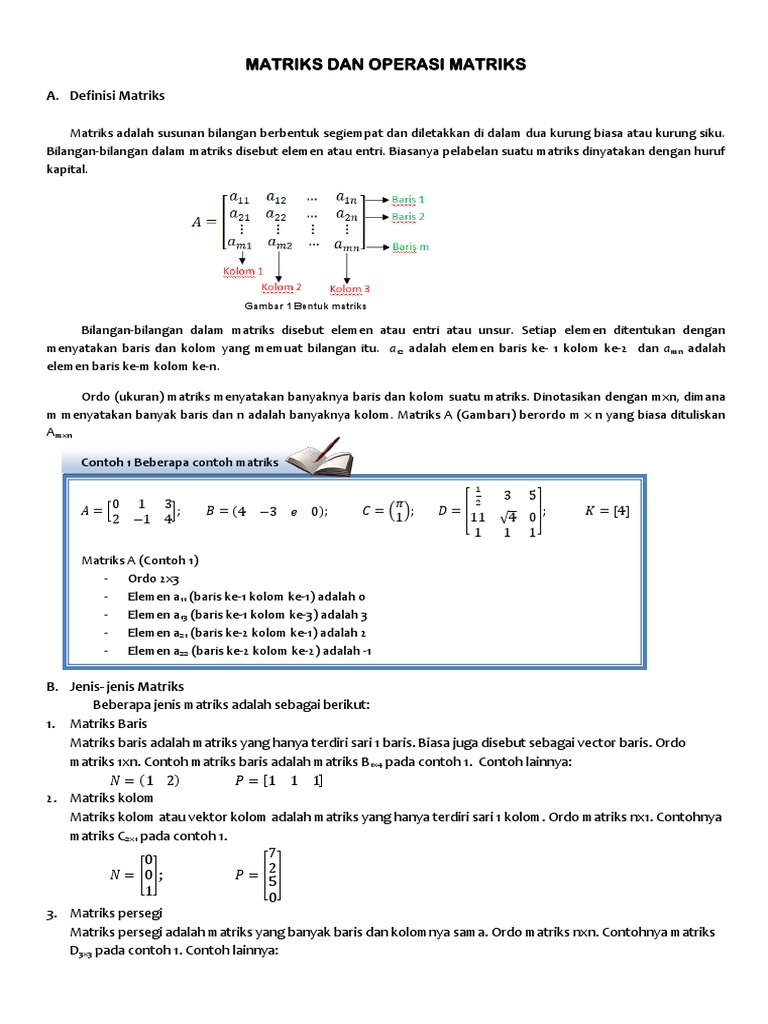 Matriks Jenis Dan Operasi Matriks | PDF