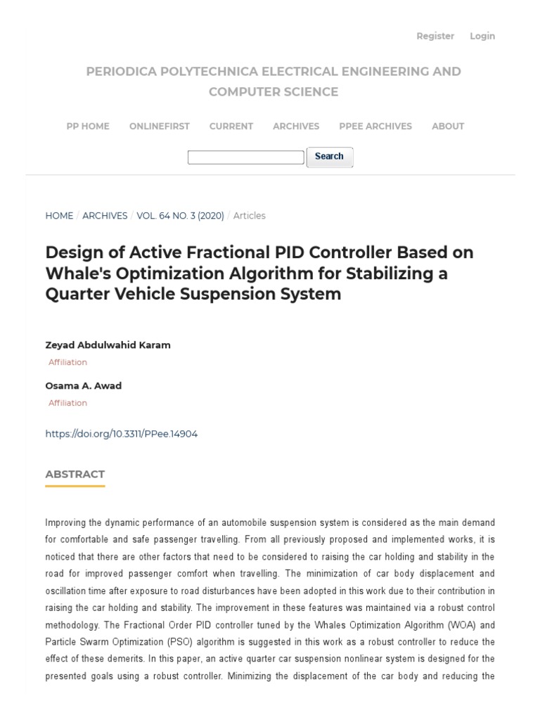 Design Of Active Fractional Pid Controller Based On Whale S
