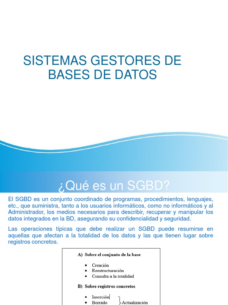 Introducción A Un SGBD | PDF | Bases de datos | No Sql