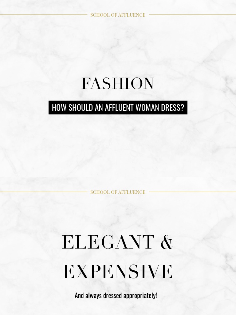Fashion: How Should An Affluent Woman Dress? | PDF