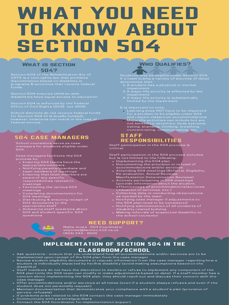 504 Staff One Pager 002 | PDF | Section 504 Of The Rehabilitation Act ...