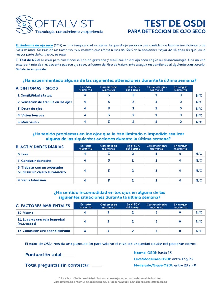 Test de Osdi PDF | PDF