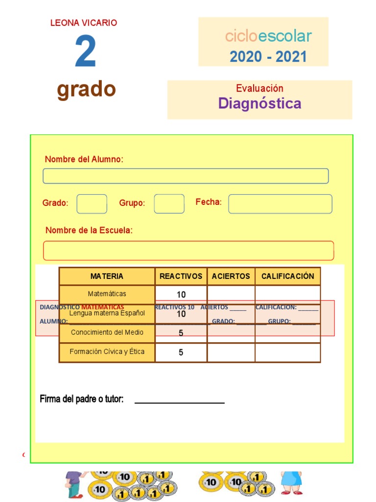 Examen Diagnostico Segundo Grado 2019-2020 | PDF