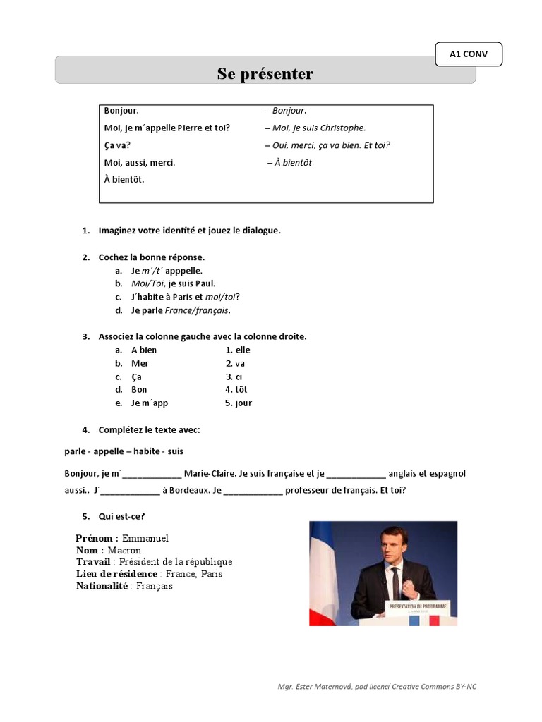 Se Presenter Feuille Dexercices Jeux de Roles - 25289 | PDF