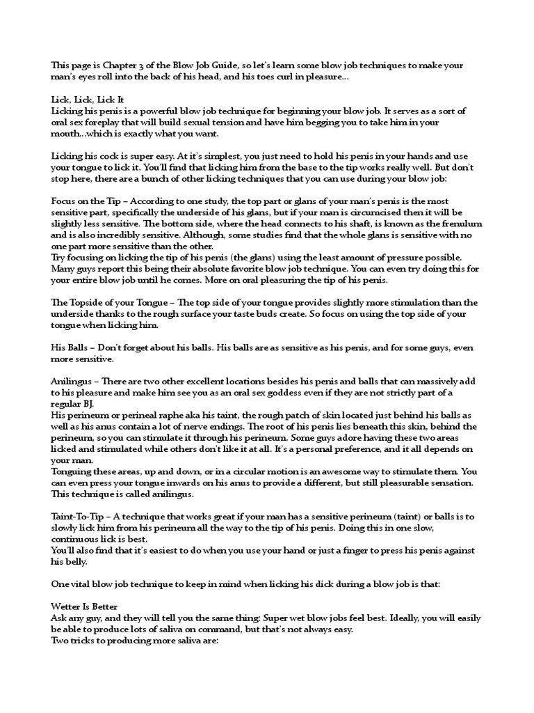 Chapter 3 Blow Job Techniques Pdf Pdf Fellatio Mammal Reproductive System