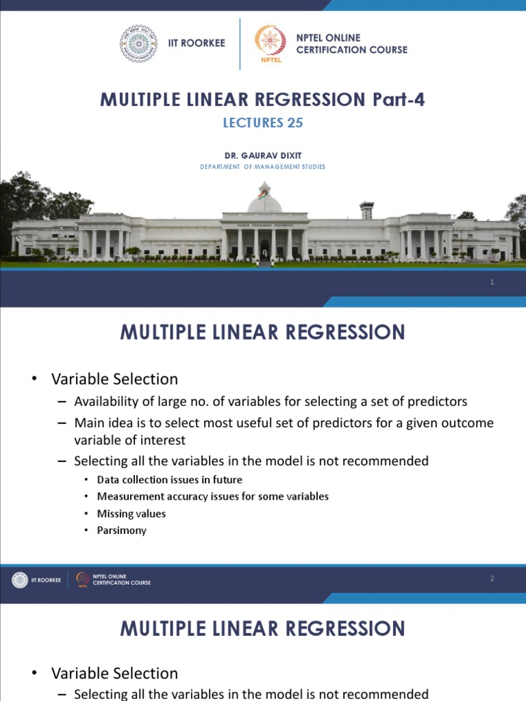 Multiple Linear Regression Part-4: Lectures 25 | PDF | Dependent And Independent Variables ...