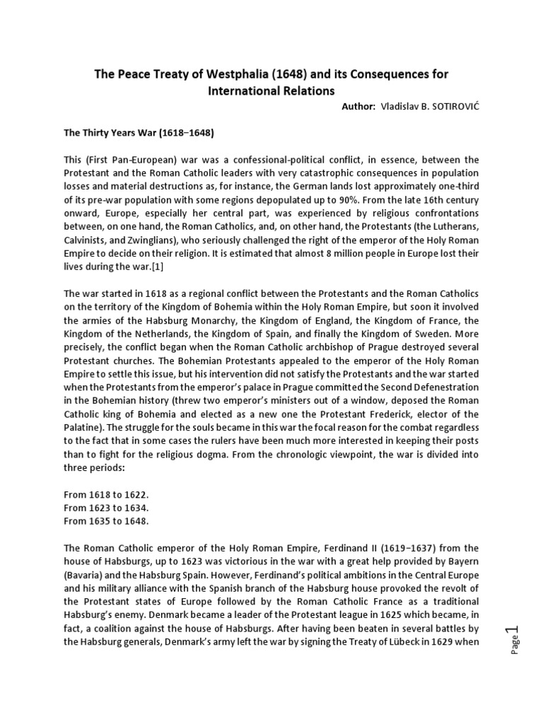 The Peace Treaty of Westphalia | PDF | Sovereign State | Sovereignty