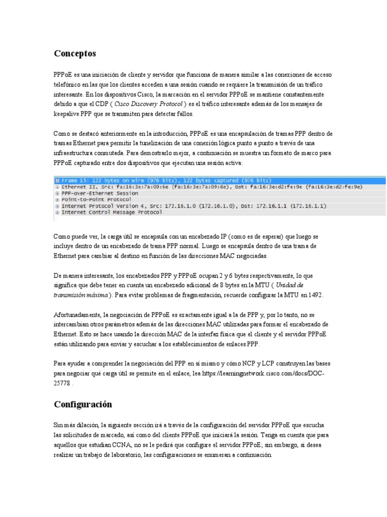 Conceptos y Configuracion PPPoE | PDF | Dirección IP | Internet