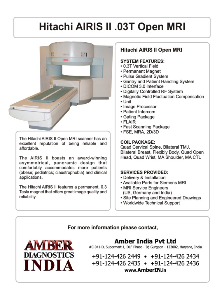 Hitachi AIRIS II Open MRI Overview | PDF | Magnetic Resonance Imaging ...