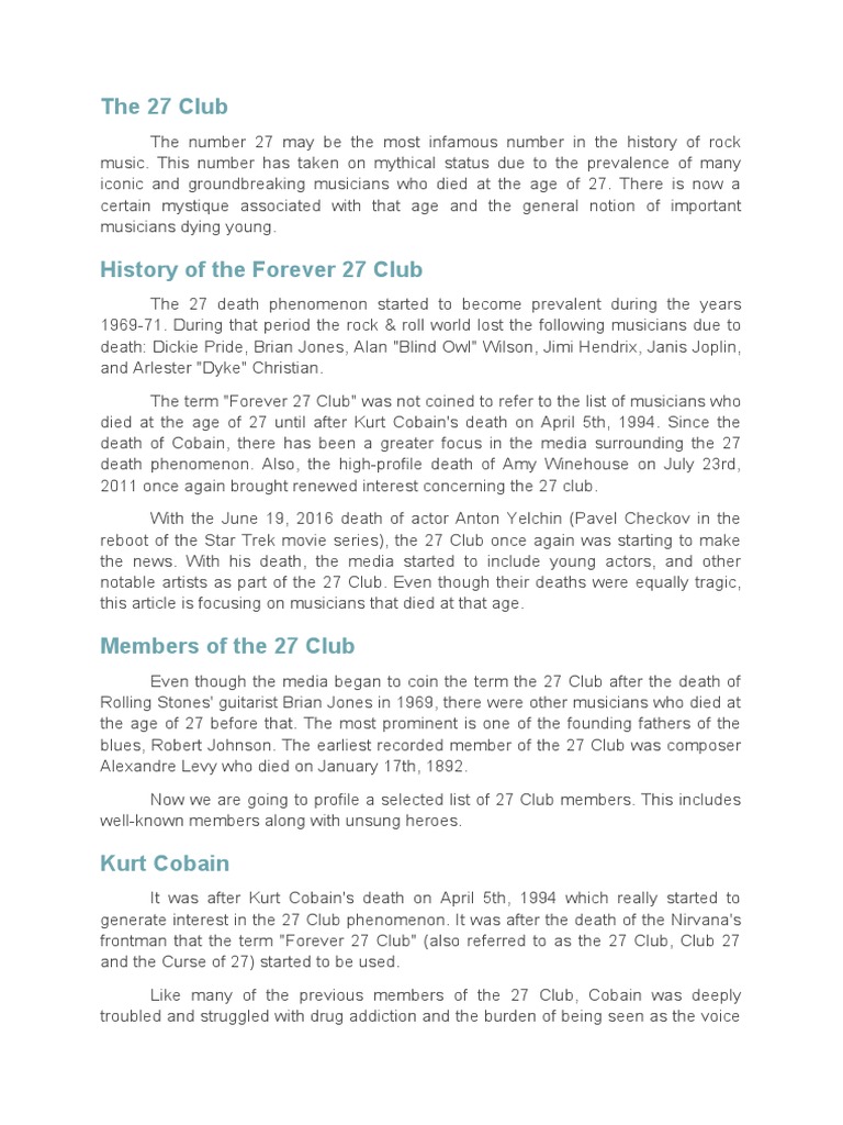 27 Club Reading Comprehension Exercises - 110751 | PDF | The Rolling ...