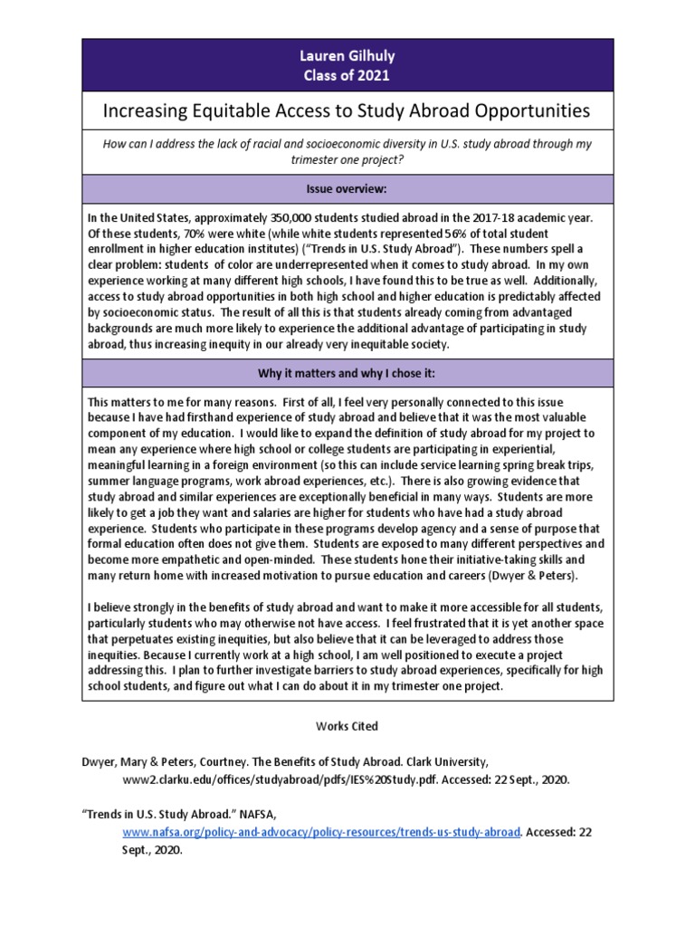 Issue Profile Example | PDF | International Student | Learning