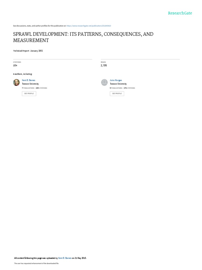 Sprawl Development: Its Patterns, Consequences, and Measurement | PDF ...