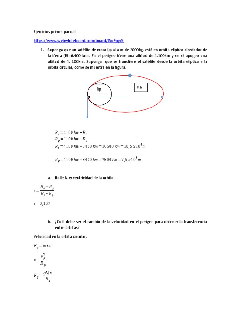 Ejercicios Primer Parcial | PDF | Orbita | Masa