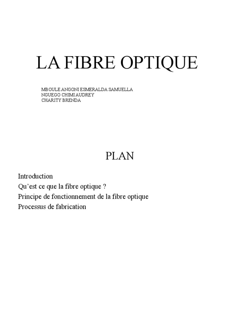 La Fibre Optique | PDF | Fibre optique | Optique