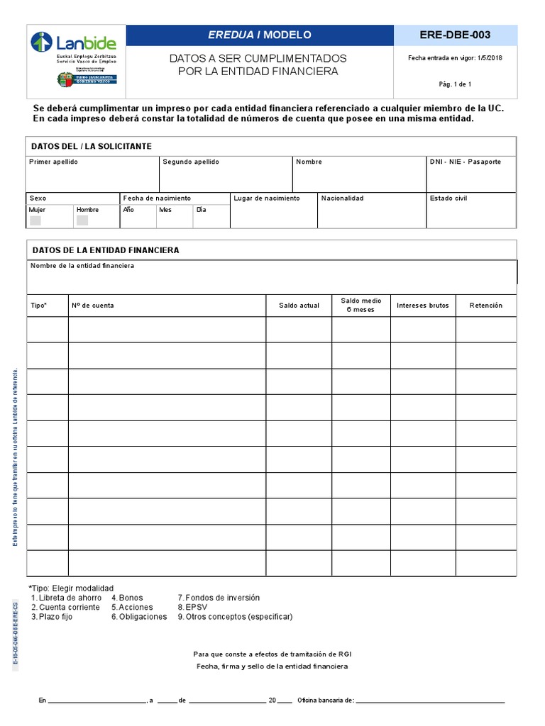 ERE-DBE-003-CAST-COLOR Editable | PDF | Bancos | Servicios financieros