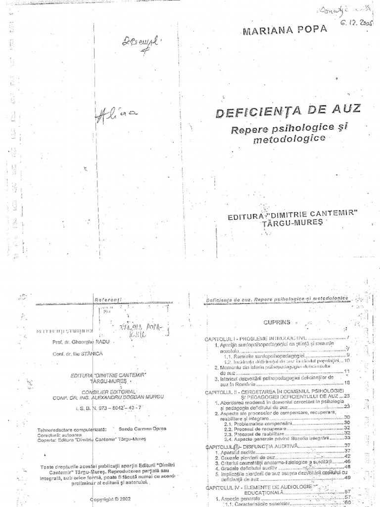 Mariana Popa - Deficienta de Auz | PDF