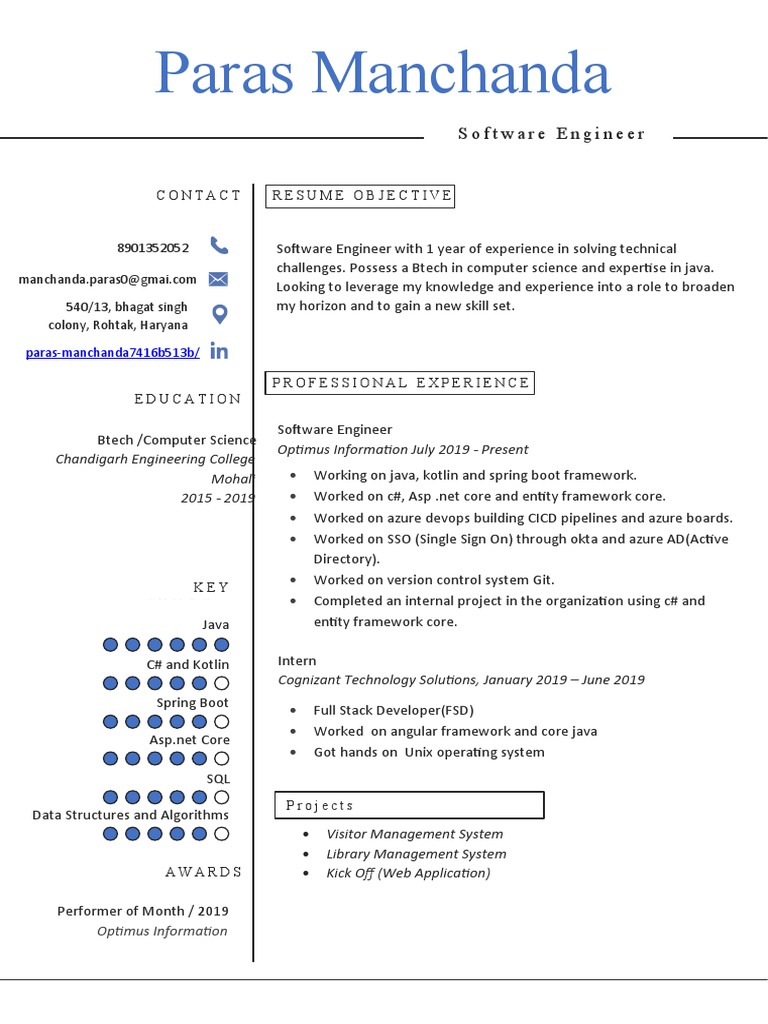 Paras Manchanda: Software Engineer | Download Free PDF | Entity Framework | Systems Engineering