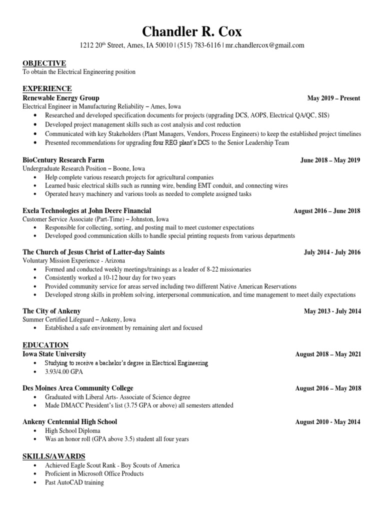 Chandler Cox - Resume | Download Free PDF | Iowa | Schools