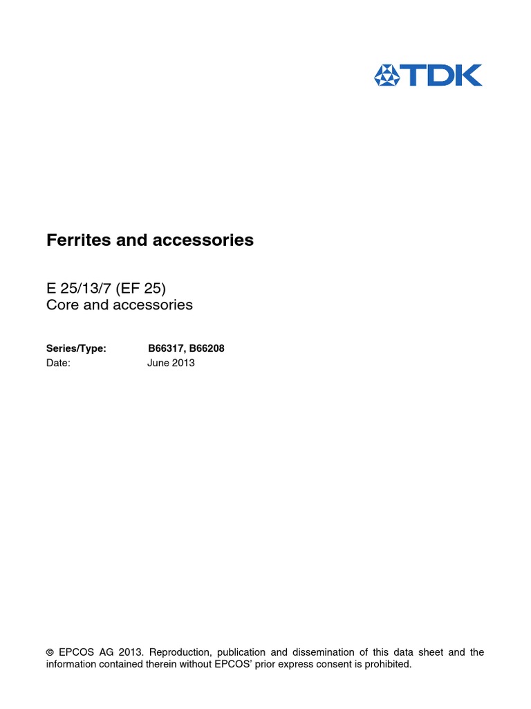 Ferrites and Accesories - E 25-13-7 (EF25) PDF | PDF | Inductance ...