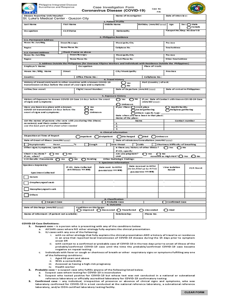 CoViD19-CIF-v6-Fillable QCv3-2 | PDF | Common Cold | Microbiology