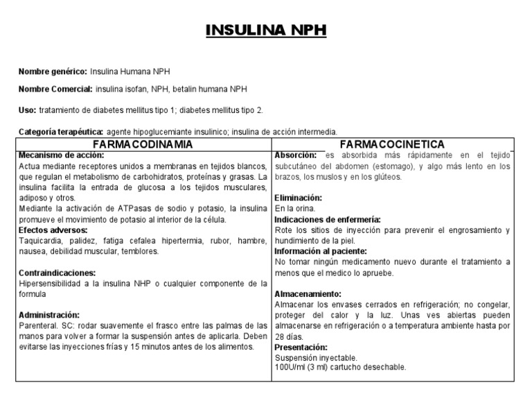 Insulina NPH | PDF | Insulina | Inyección (medicina)