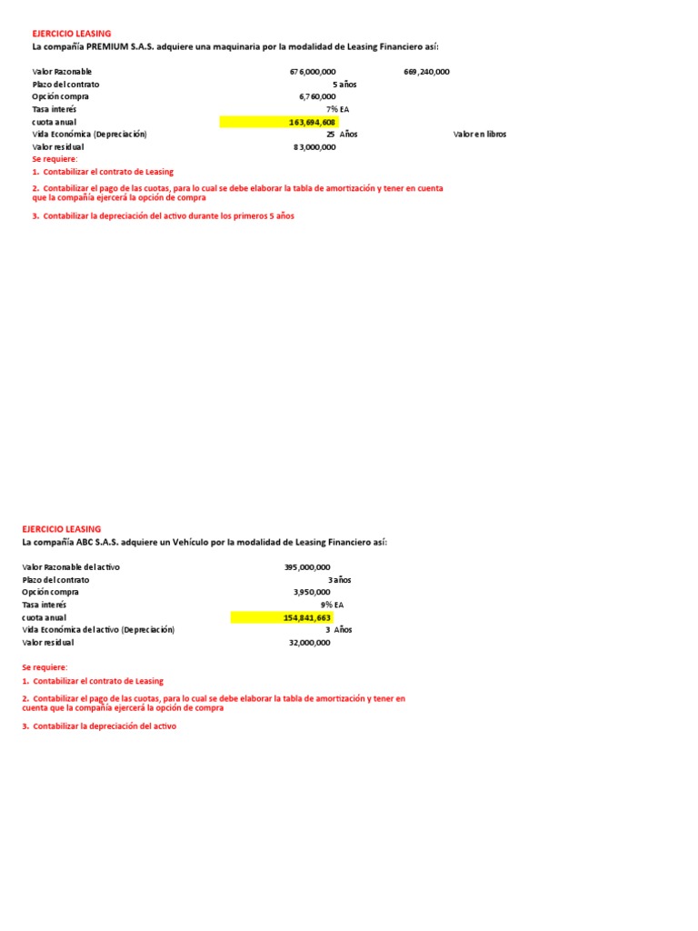 Ejercicios Leasing Sep.16 | PDF