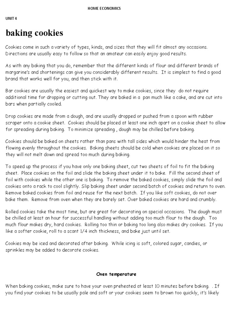 Baking Cookies: Oven Temperature | PDF | Baking Powder | Baking