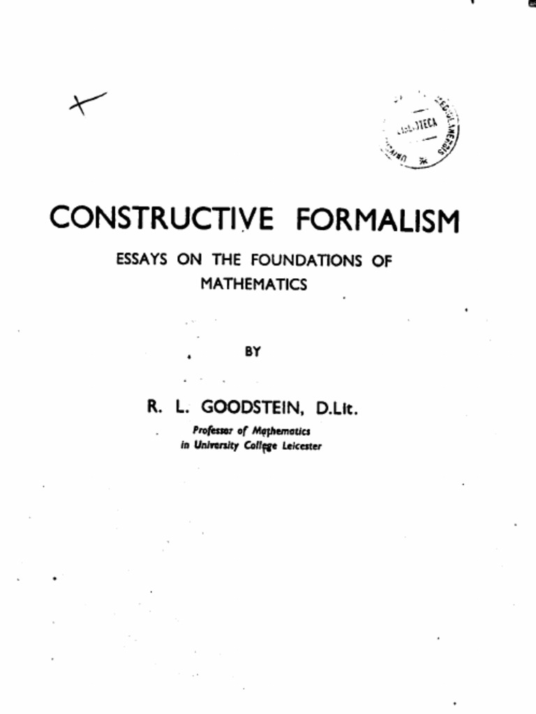 Goodstein, Constructive Formalism | PDF