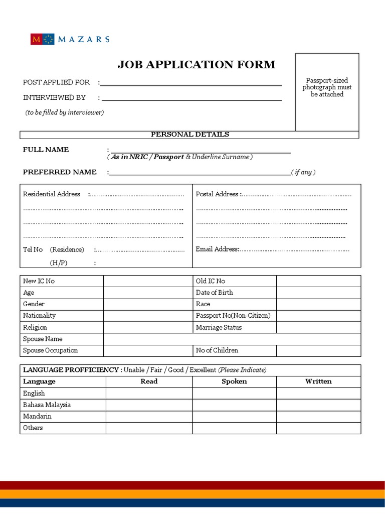 JOB APPLICATION FORM - New | PDF | Recruitment | Employment